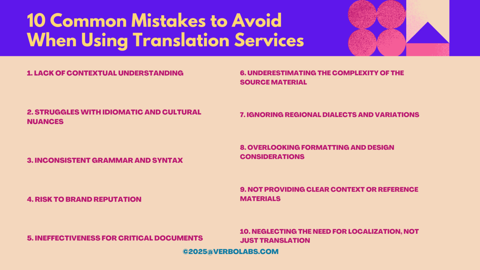 10 Common Mistakes to Avoid When Using Translation Services - VerboLabs